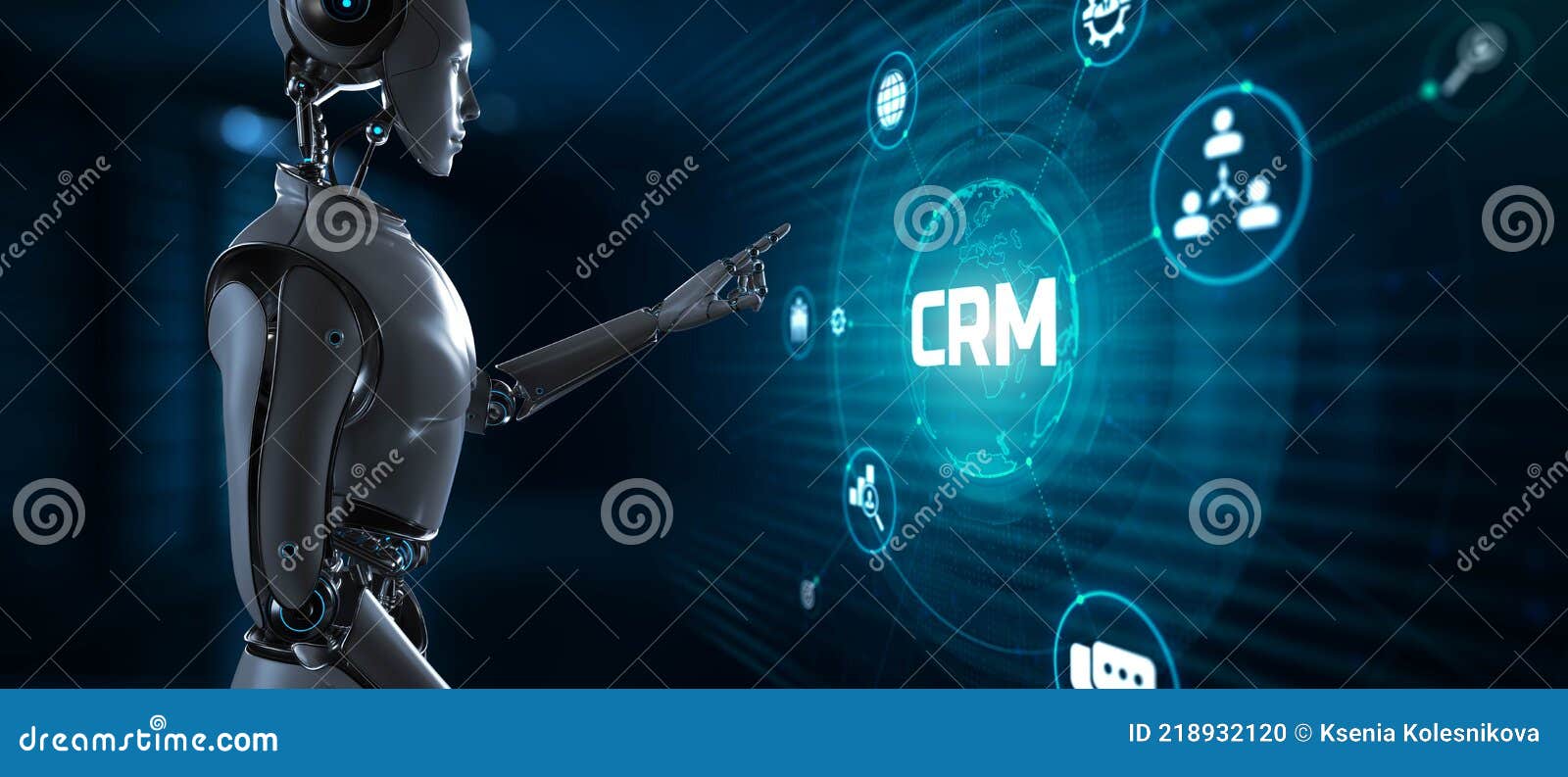 CRM Customer Relationship Management Automation RPA Concept. Robot ...