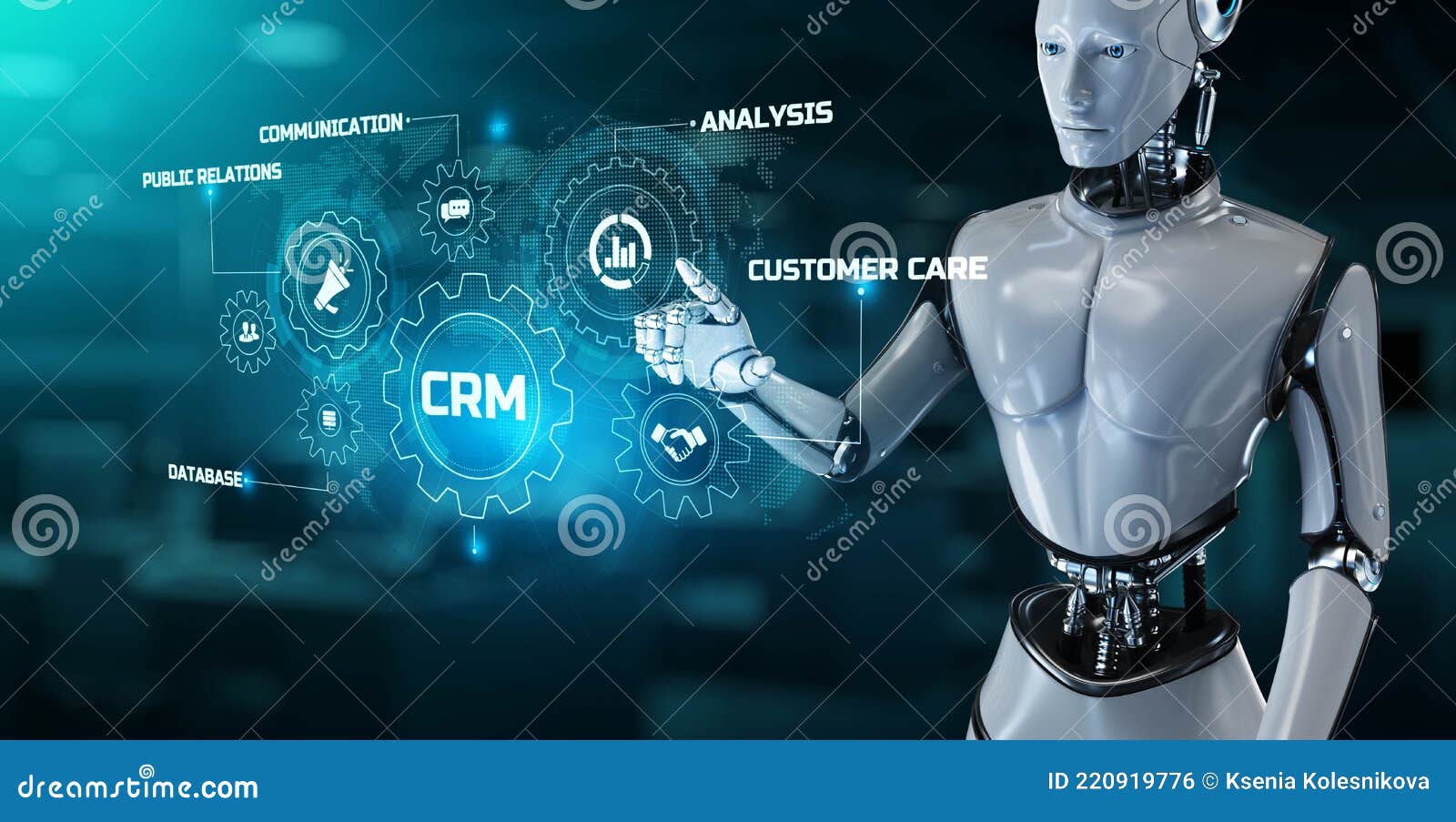 CRM Customer Relationship Management Automation RPA Concept. Robot ...