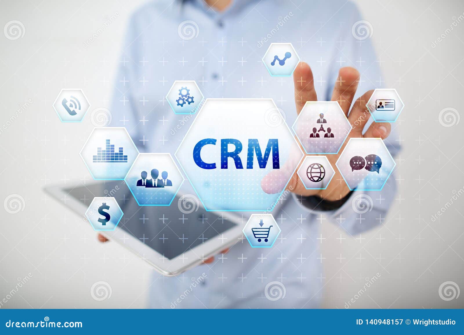 CRM. Customer Relationship Management Concept on Virtual Screen. Stock ...