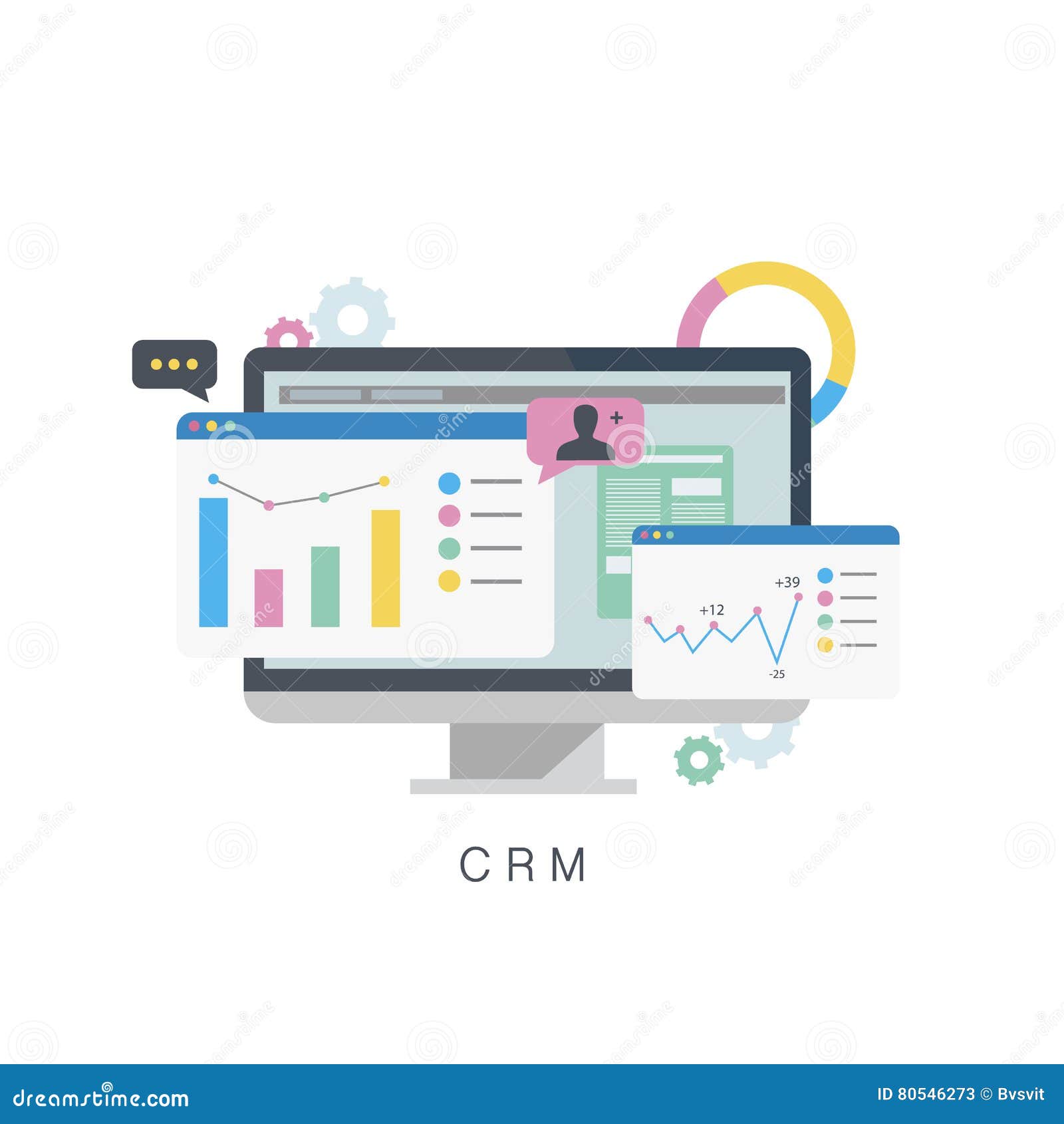CRM. Customer Relationship Management.Flat Vector Illustration Stock ...