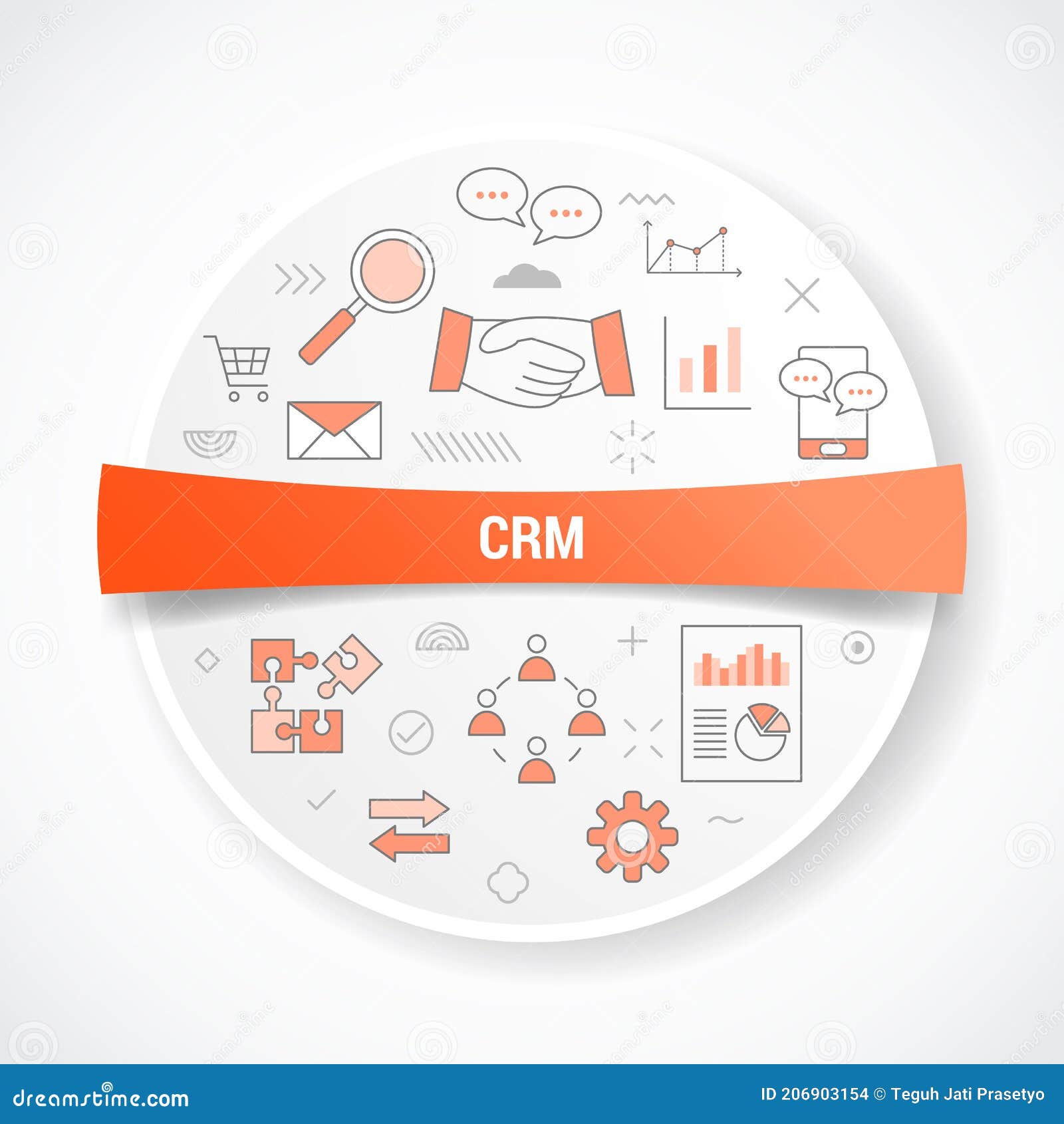 Crm Customer Relationship Management with Icon Concept with Round or ...