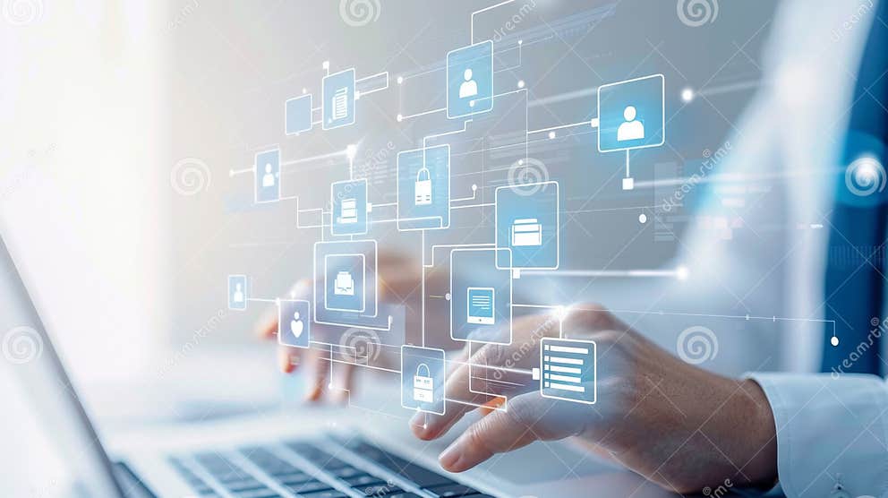 CRM with Document Management, Unified Customer Data Technology. Stock ...