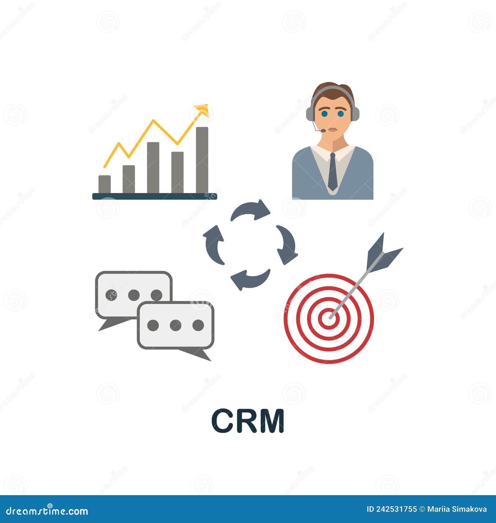 Crm Flat Icon. Colored Element Sign from Market Integration Collection ...