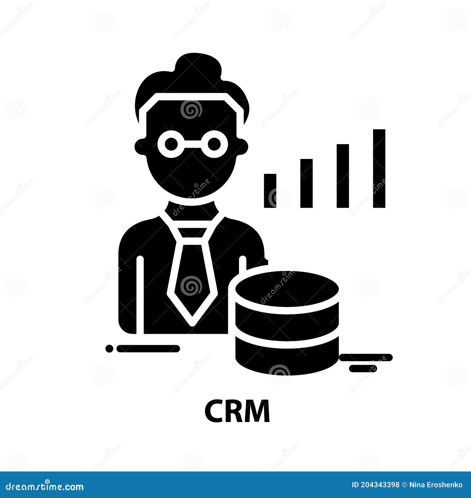 Crm Icon, Black Vector Sign with Editable Strokes, Concept Illustration ...