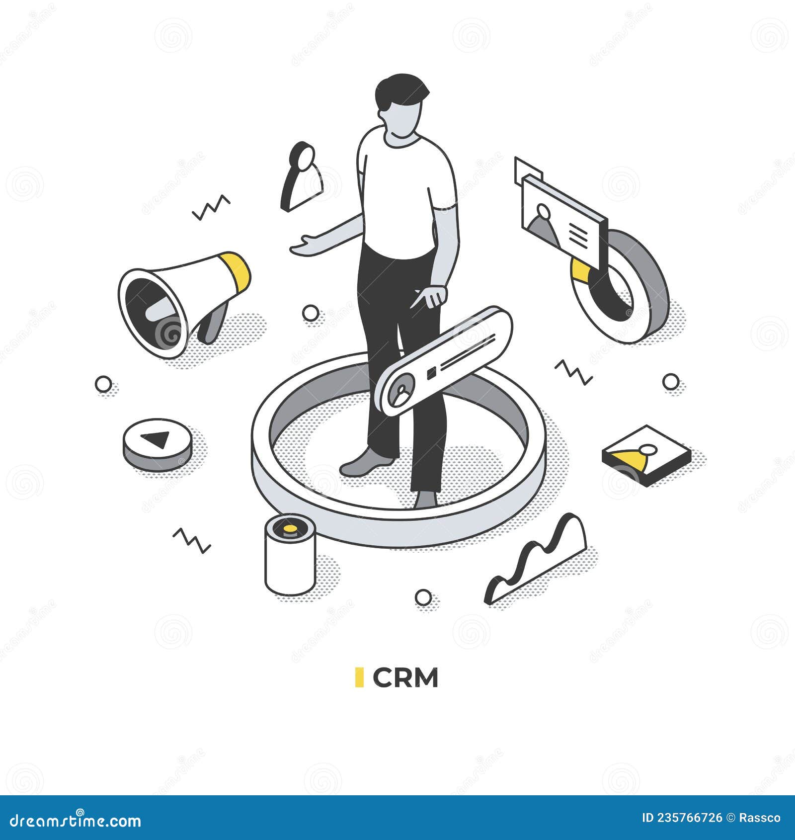 CRM Isometric Illustration stock vector. Illustration of marketing ...