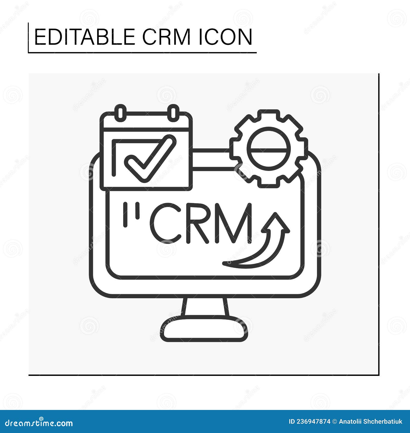CRM line icon stock vector. Illustration of people, checking - 236947874