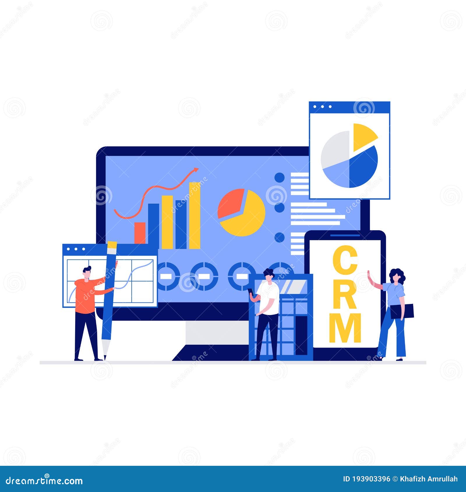 CRM Software Vector Illustration Concept with Characters. Customer ...