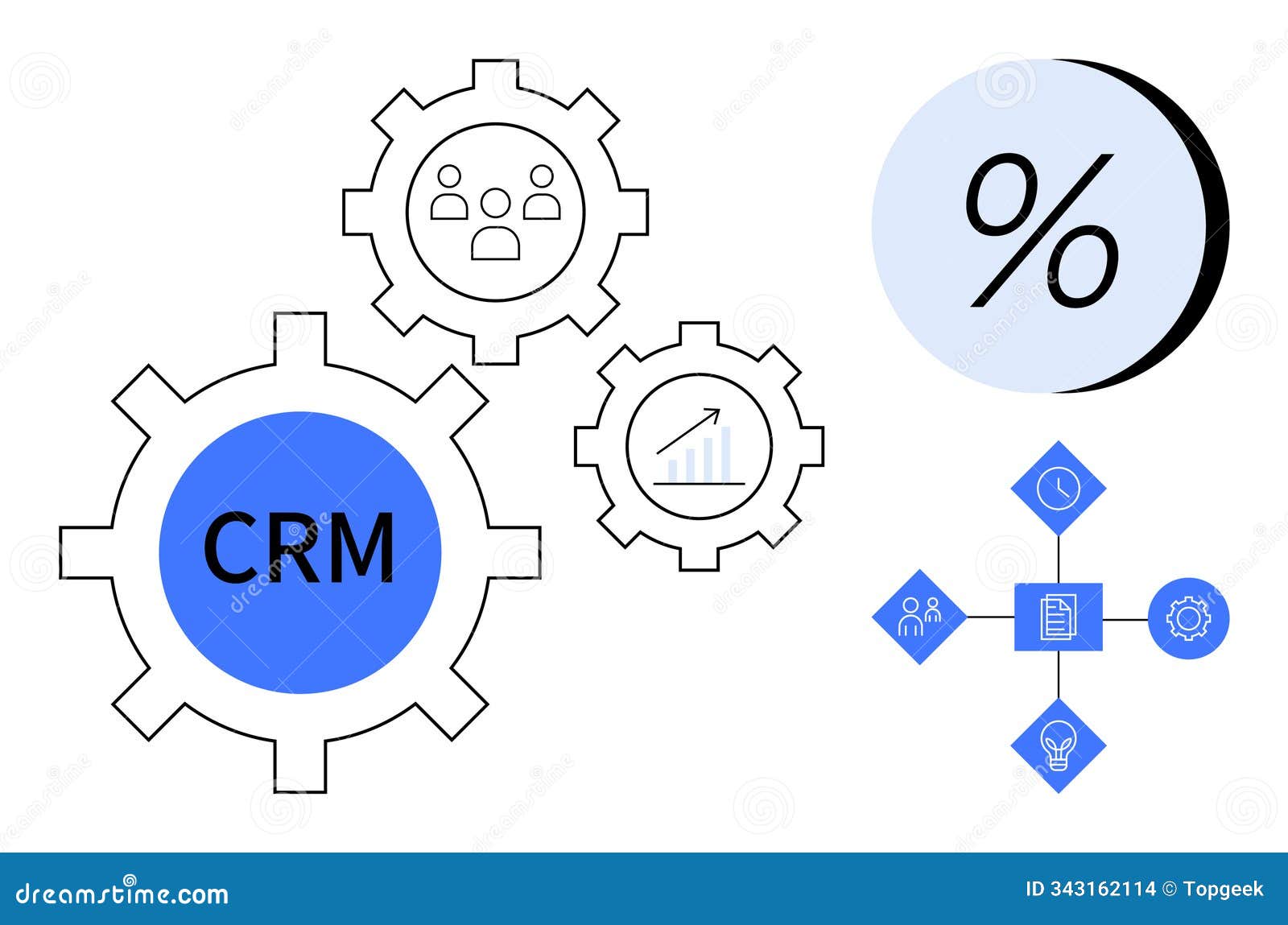 CRM Technology Integration with Gears Symbolizing Data, Analytics, and ...