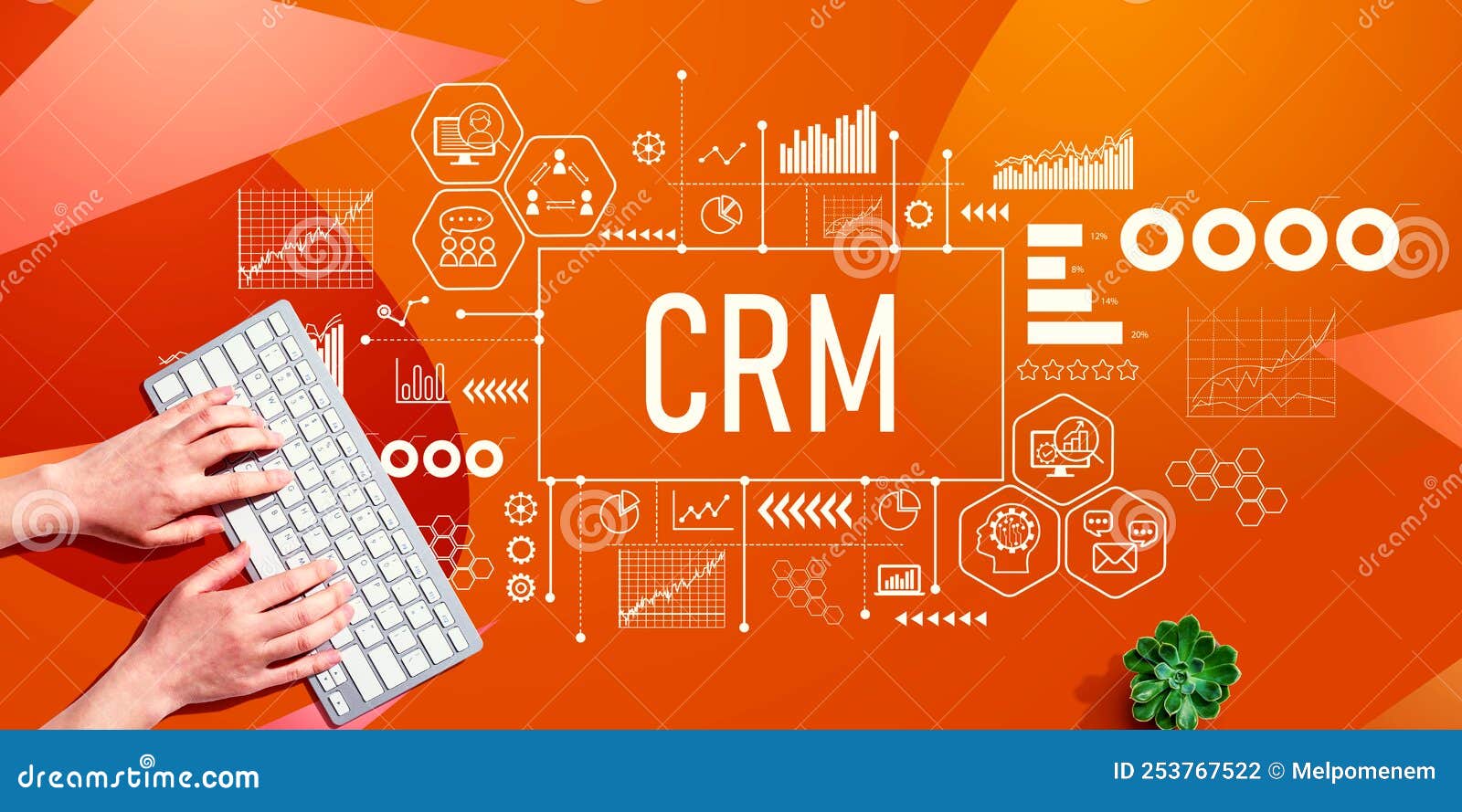 CRM Theme with Person Using Computer Keyboard Stock Photo - Image of ...