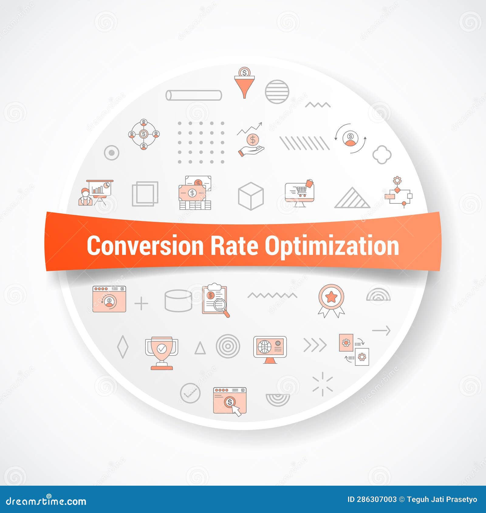 Cro Conversion Rate Optimization Concept with Icon Concept with Round or Circle Shape for Badge ...