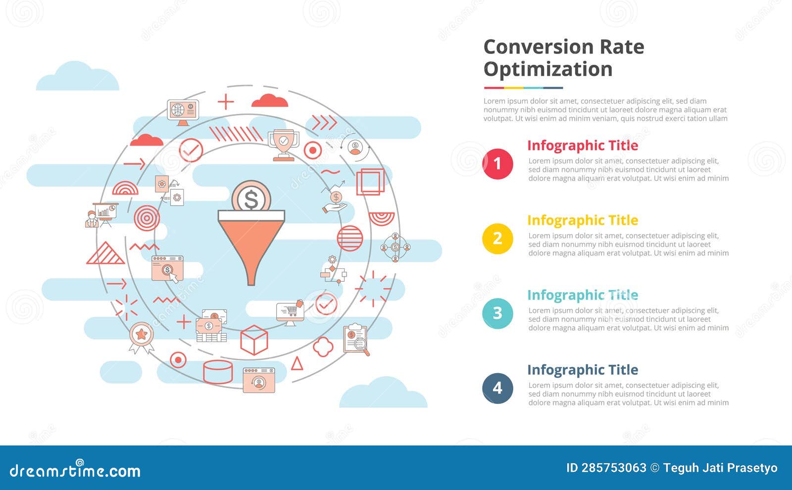 Cro Conversion Rate Optimization Concept for Infographic Template Banner with Four Point List ...