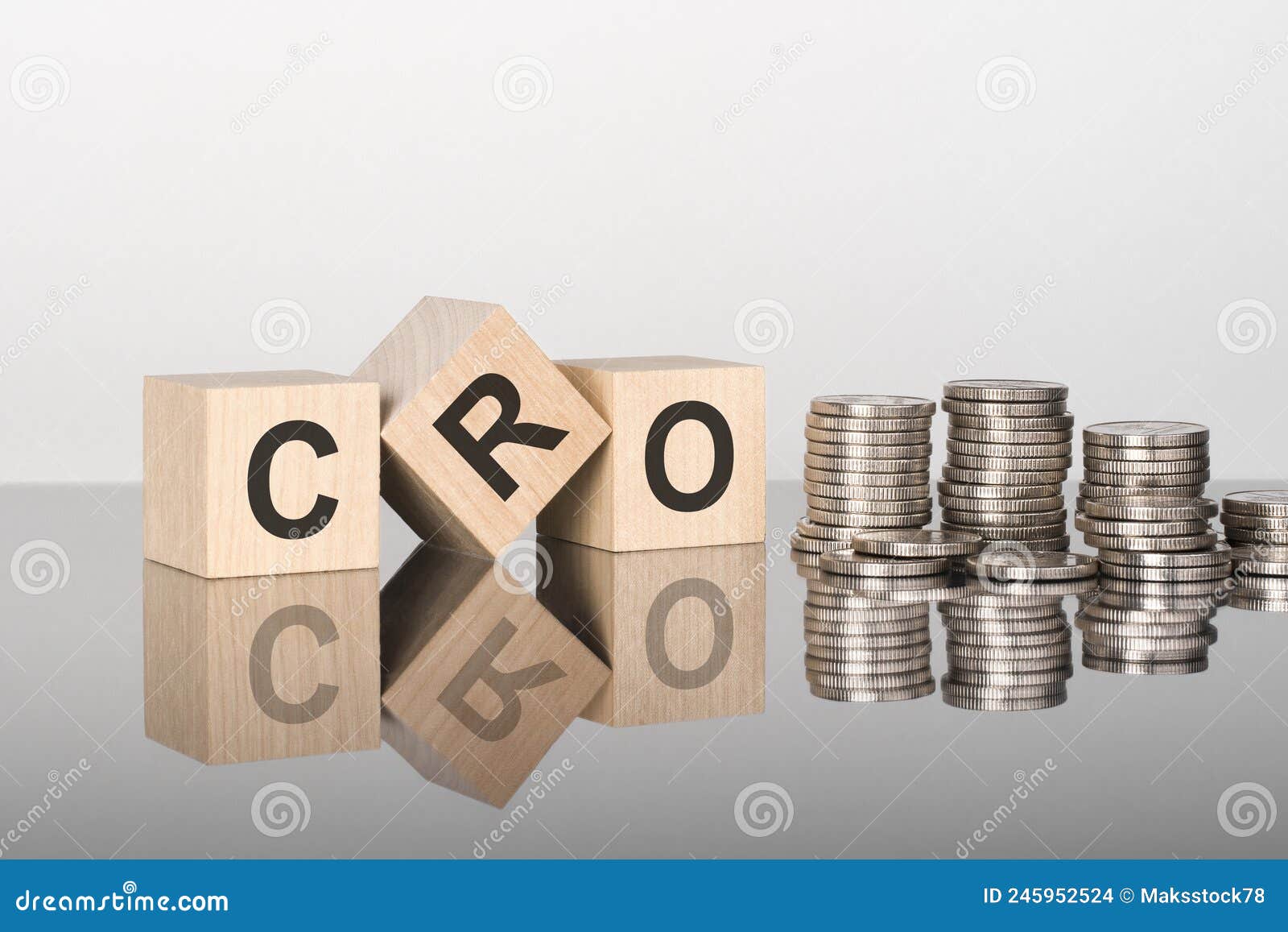 CRO - the Text is Made Up of Letters on Wooden Cubes Lying on a Mirror ...