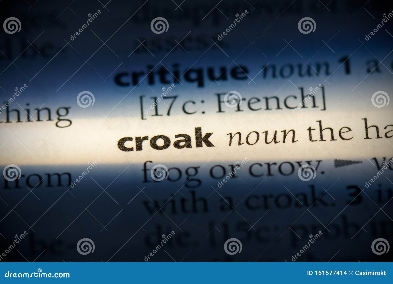 Croak stock photo. Image of meaning, book, close, croak - 161577414