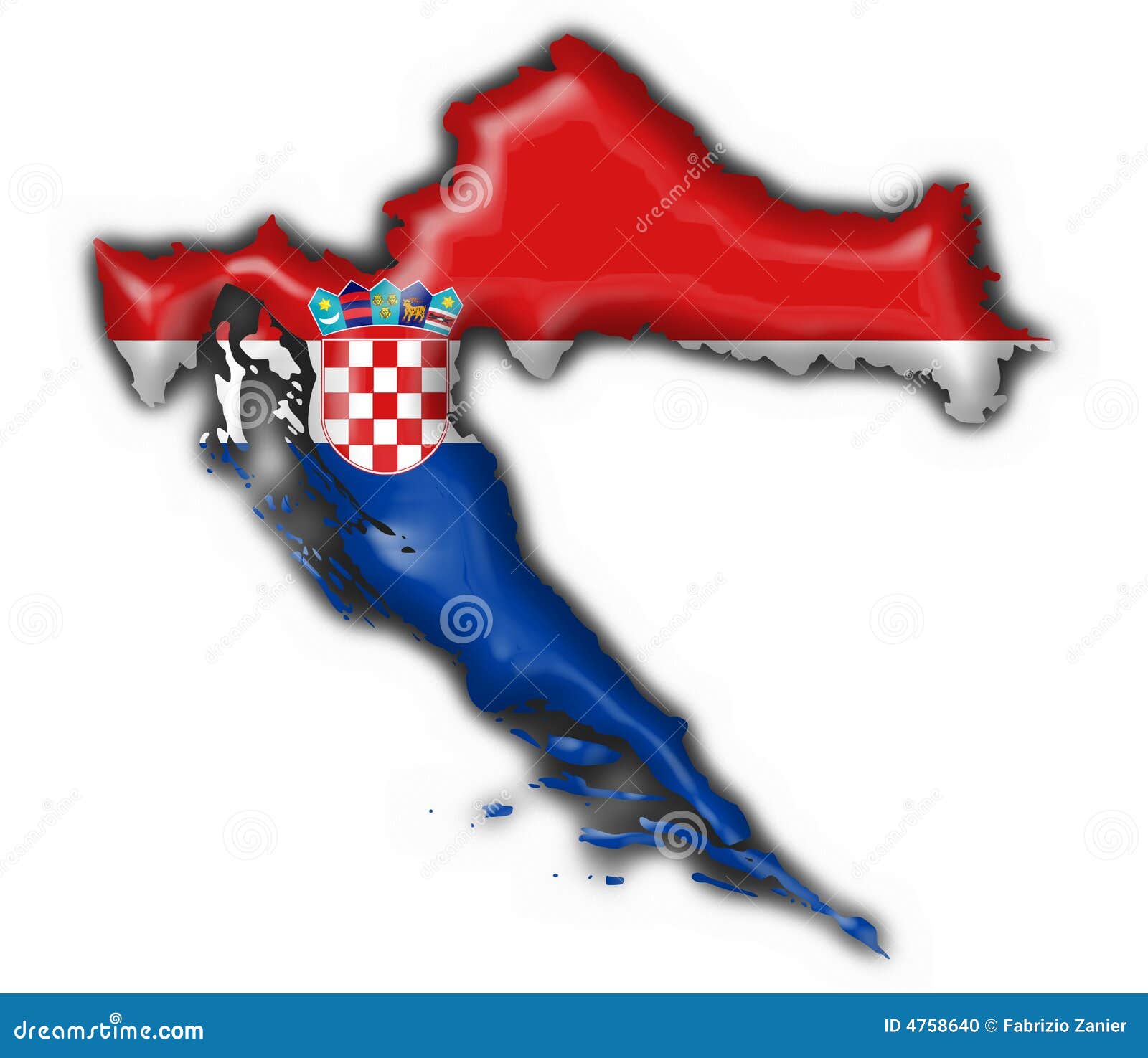 Croatia Button Flag Map Shape Stock Illustration - Illustration of ...