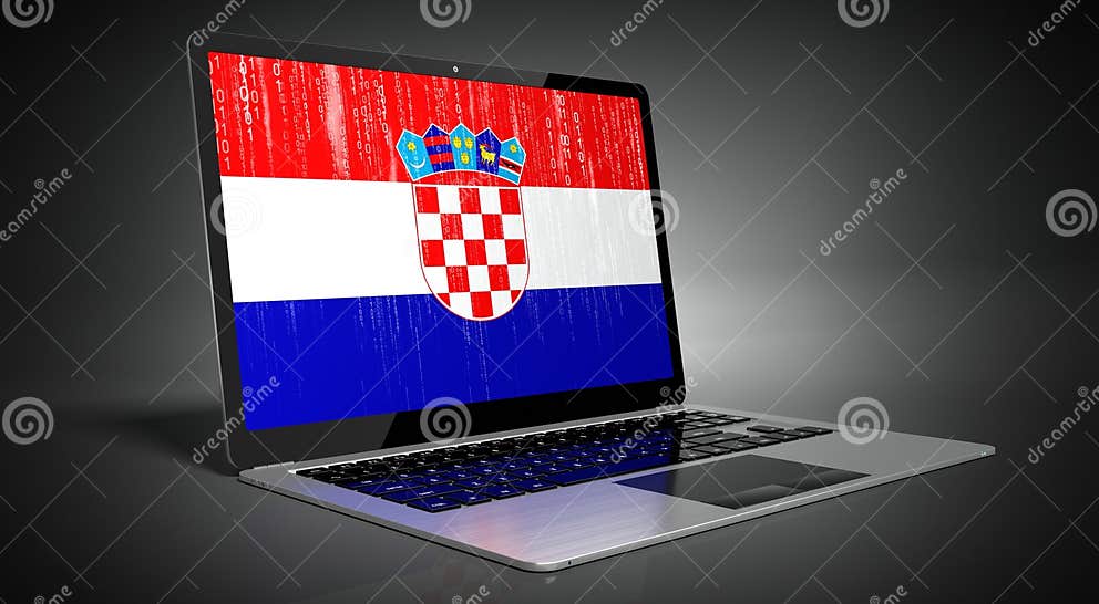 Croatia - Country Flag and Binary Code on Laptop Screen Stock ...
