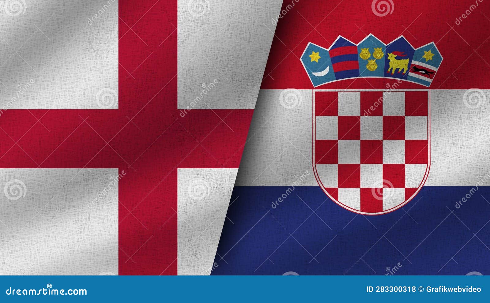 Croatia and England Realistic Two Flags Together Stock Illustration ...