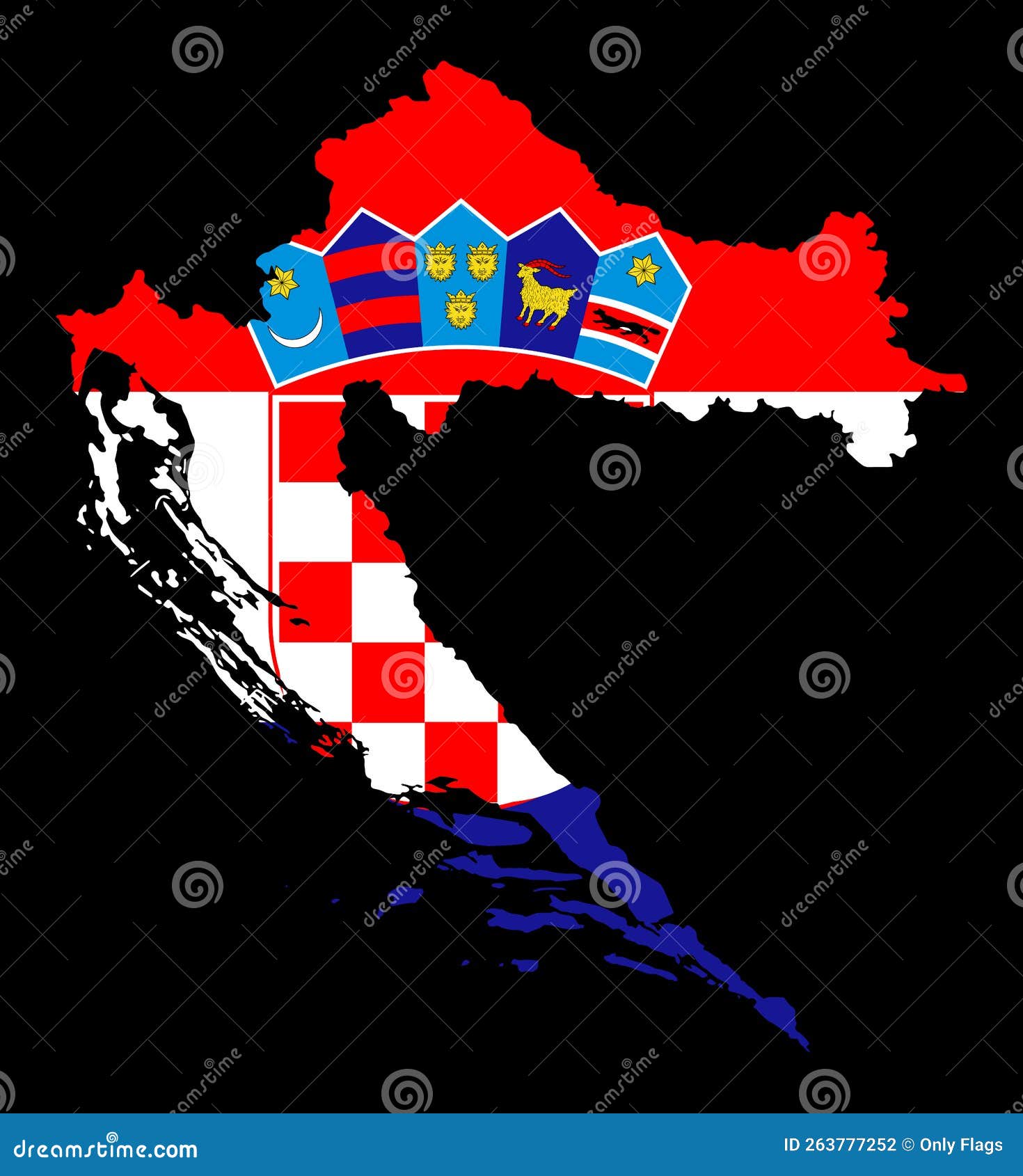 Croatia Flag on Map on Transparent Background Stock Vector ...