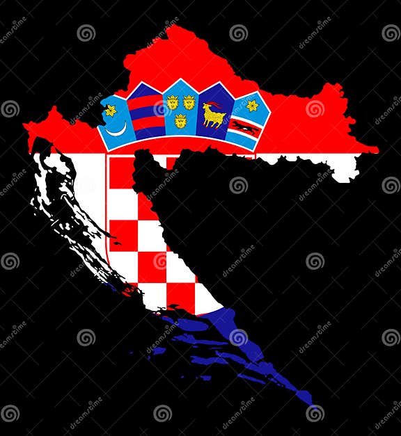 Croatia Flag on Map on Transparent Background Stock Vector - Illustration of graphic, outline ...