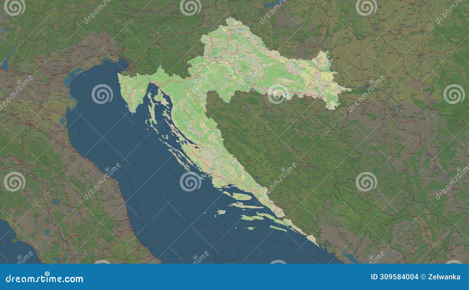 Croatia Highlighted. Topo Standard Stock Illustration - Illustration of ...