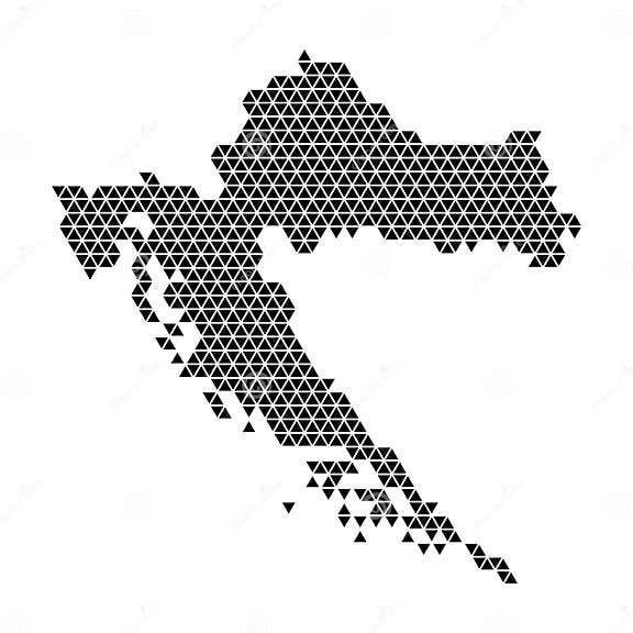 Croatia Map Abstract Schematic from Black Triangles Repeating Pattern ...