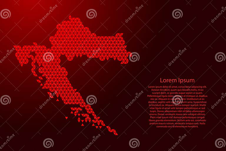 Croatia Map Abstract Schematic from Red Triangles Repeating Pattern ...