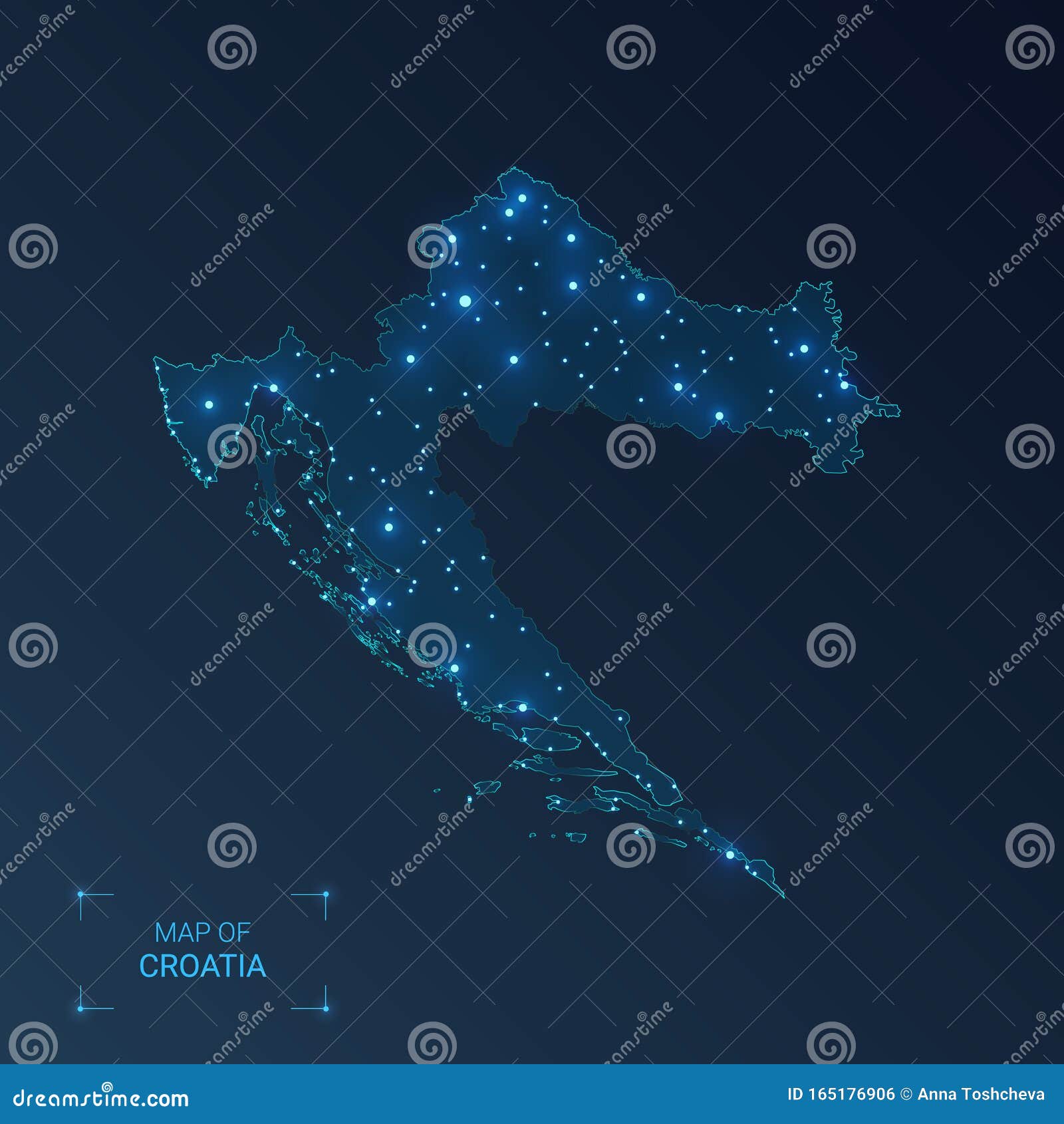 Croatia Map And Cities Cartoon Vector | CartoonDealer.com #33933607