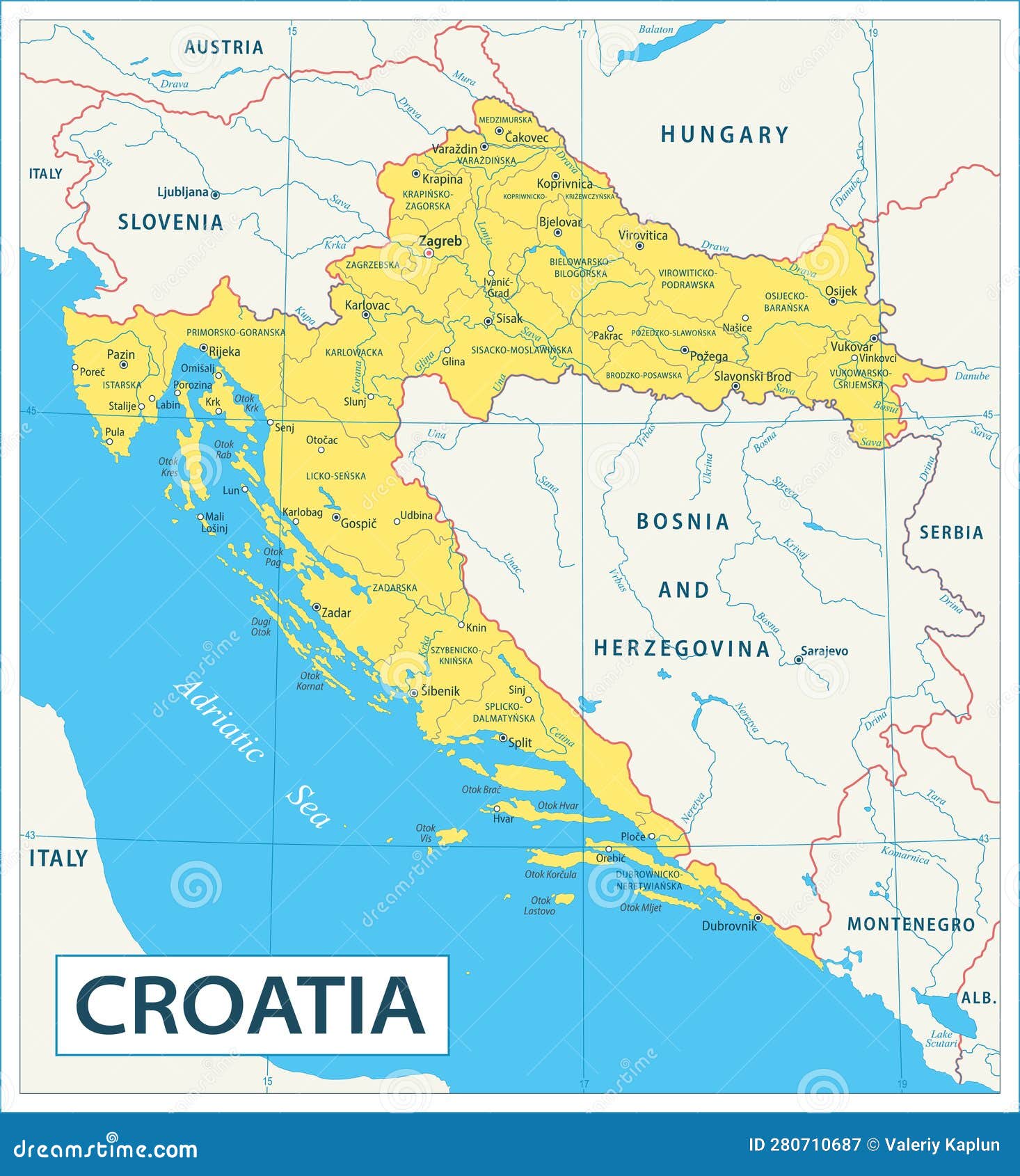 Croatia Map - Highly Detailed Vector Illustration Stock Vector ...