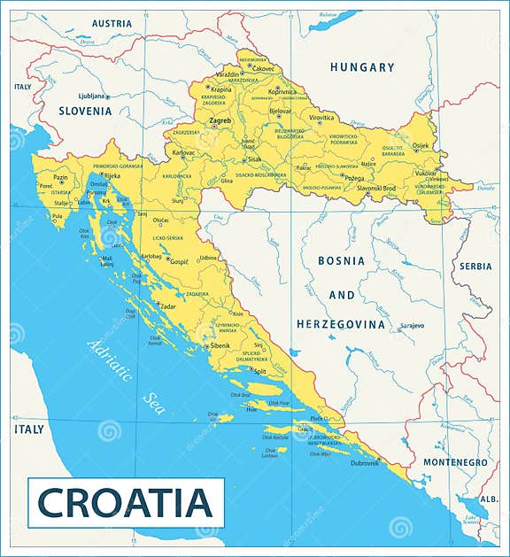 Croatia Map - Highly Detailed Vector Illustration Stock Vector ...