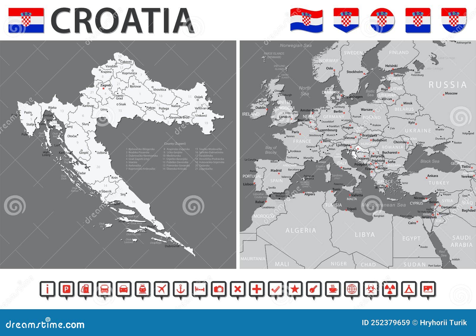 Croatia Map - Vector Infographic Set Stock Illustration - Illustration ...