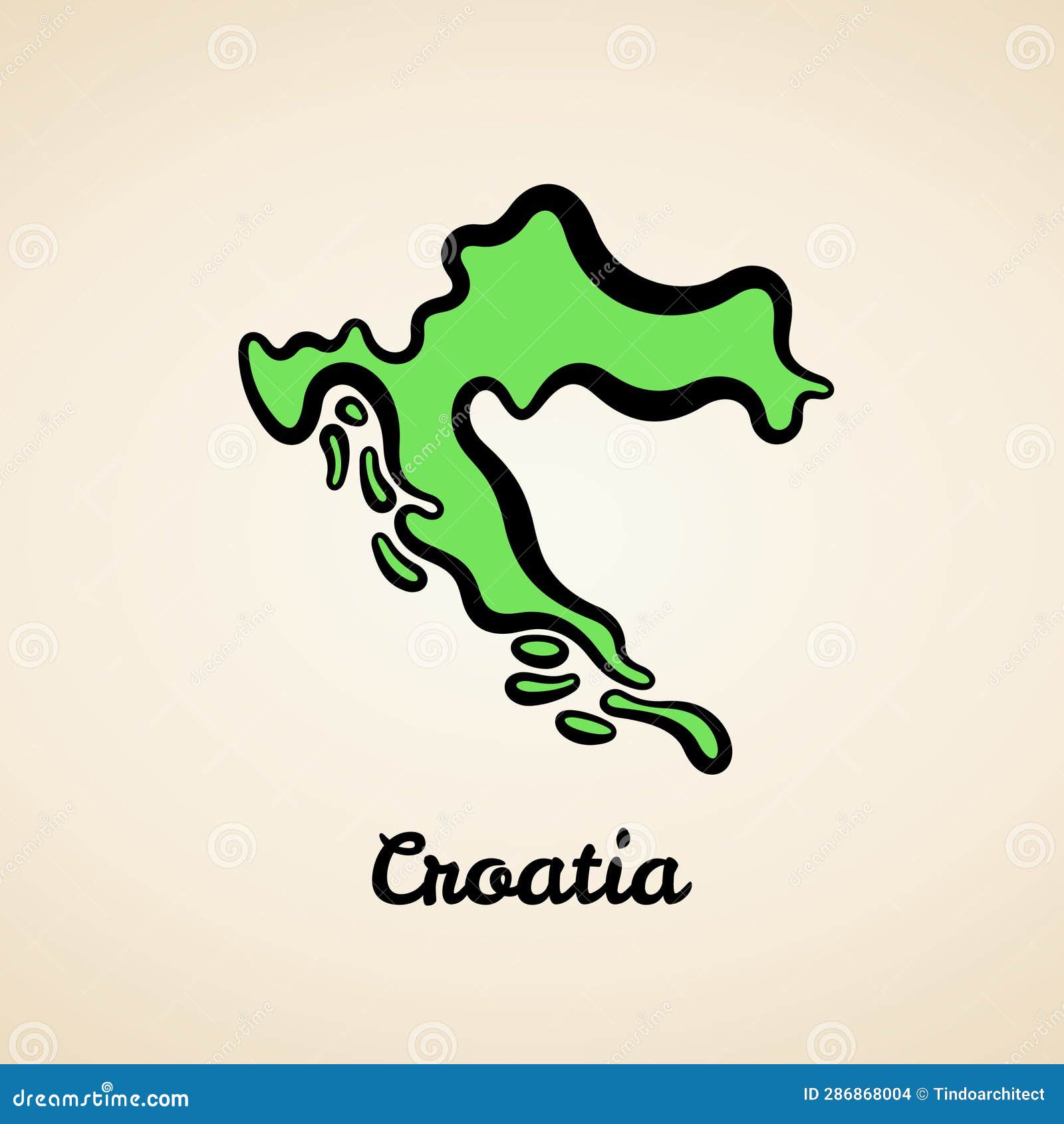 Croatia - Outline Map stock vector. Illustration of simple - 286868004