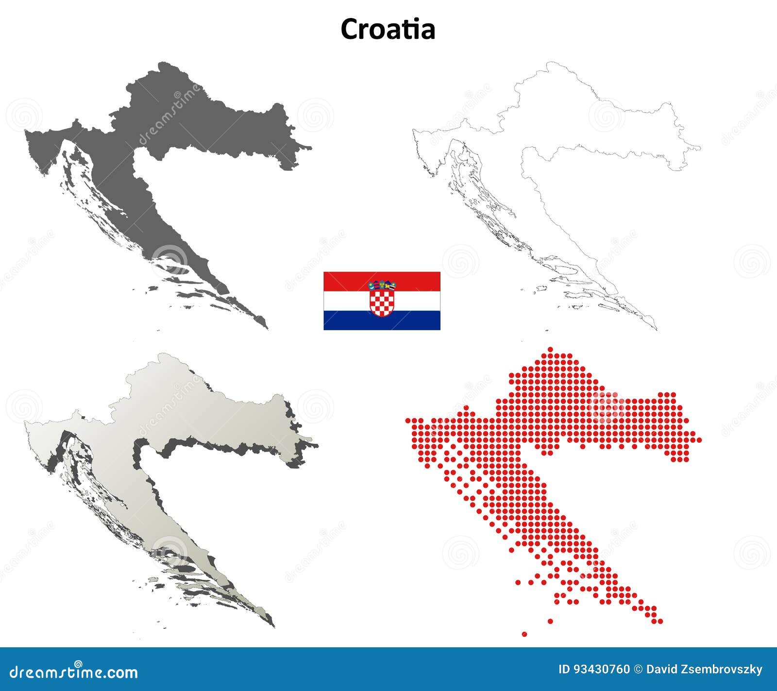 Croatia outline map set stock vector. Illustration of dalmatia - 93430760