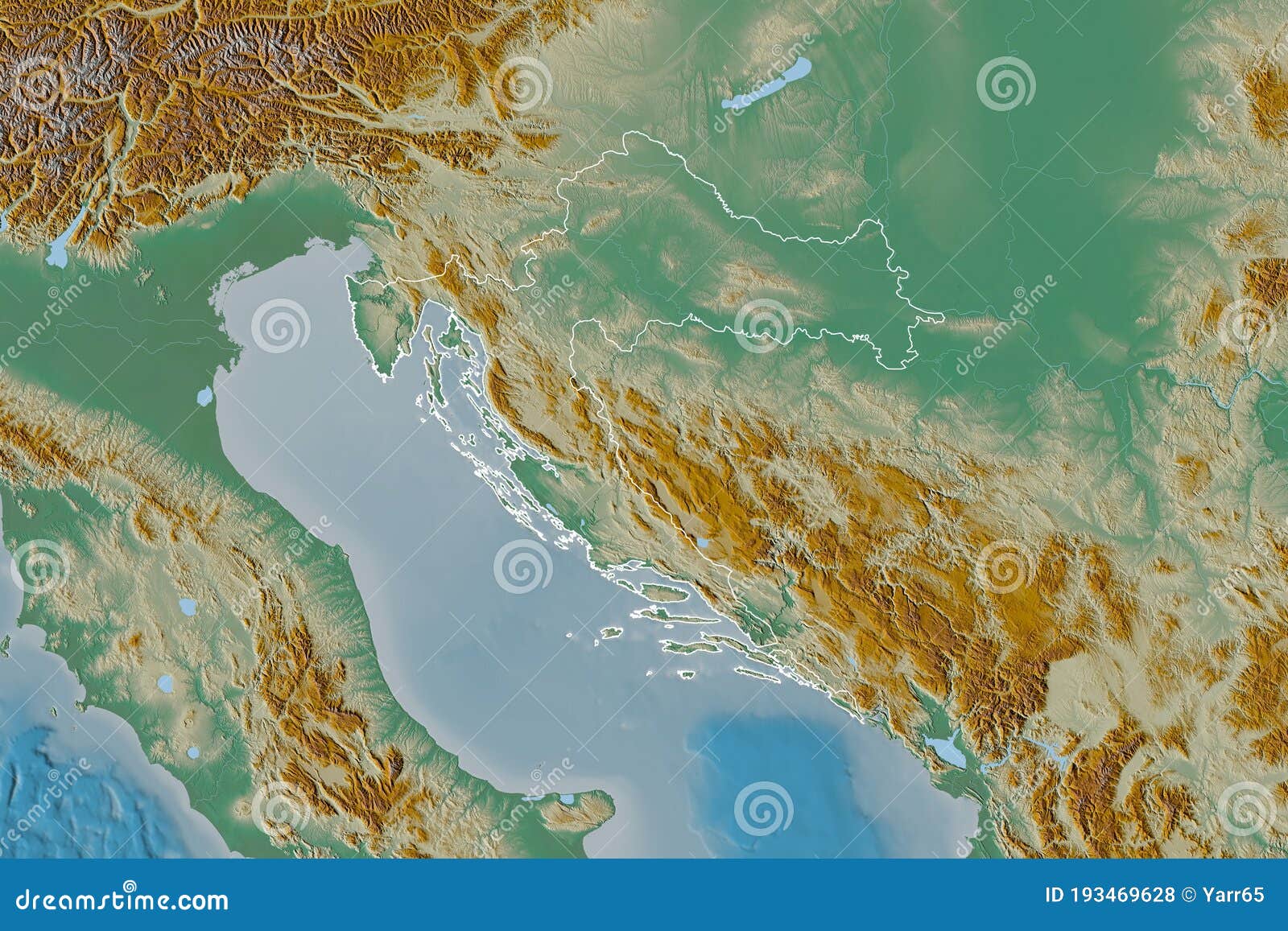 Croatia outlined. Relief stock illustration. Illustration of capital ...