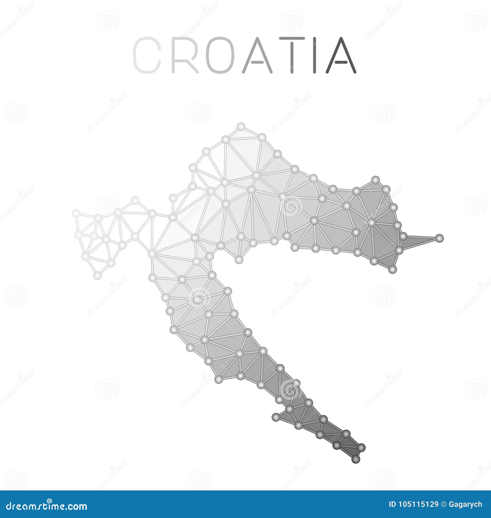 Croatia Polygonal Vector Map. Stock Vector - Illustration of landmark ...