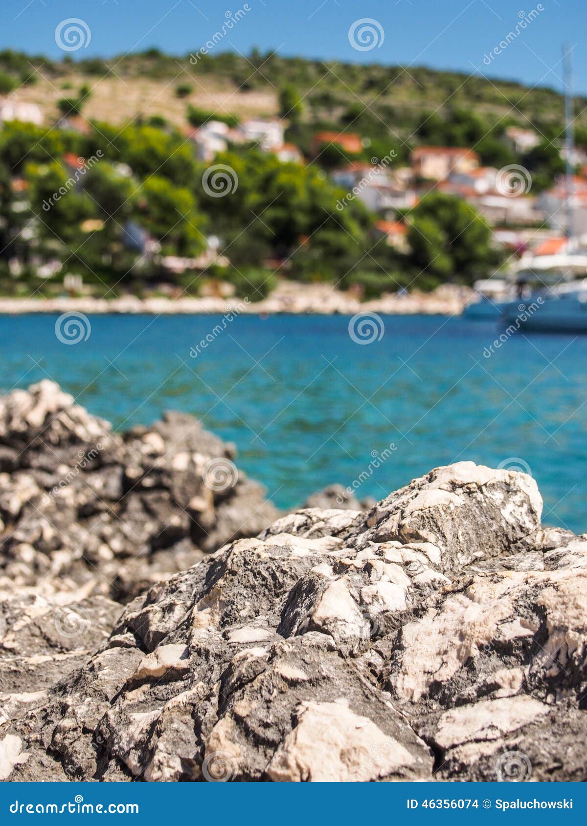Croatia s shoreline rocks stock photo. Image of destination - 46356074