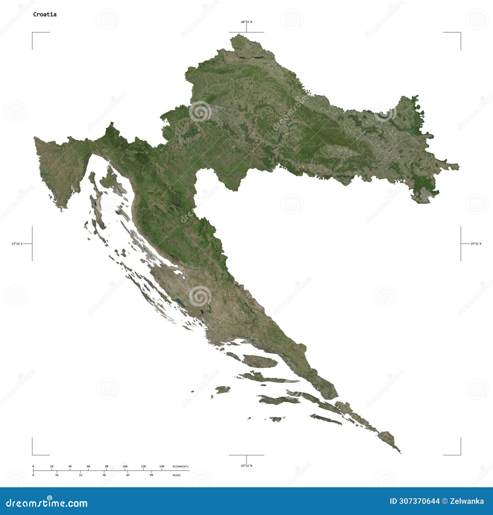 Croatia Shape on White. High-res Satellite Stock Illustration ...