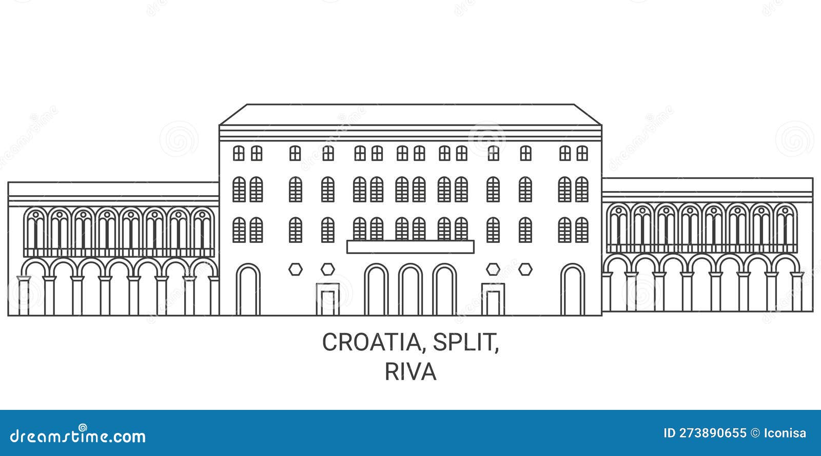 Croatia, Split Line Skyline Vector Illustration. Croatia, Split Linear ...