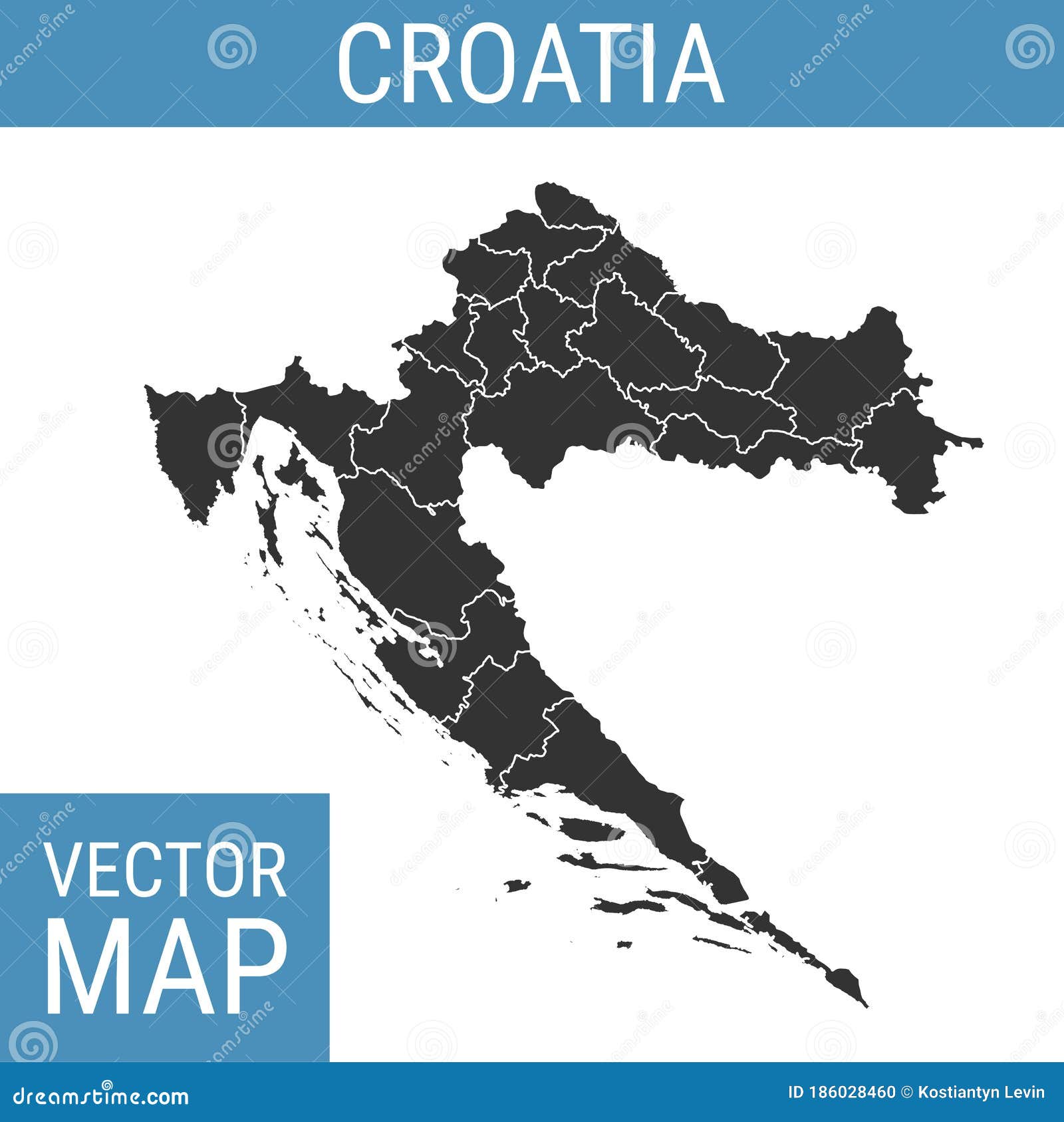 Croatia Map Vector Illustration Using Simple Straight Lines Of White ...