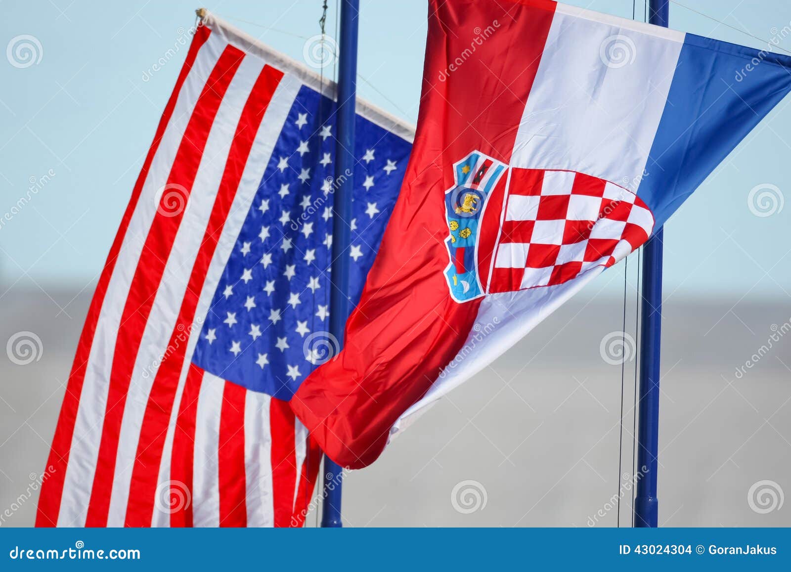 Croatian and American Flags Waving Stock Photo - Image of cooperation ...
