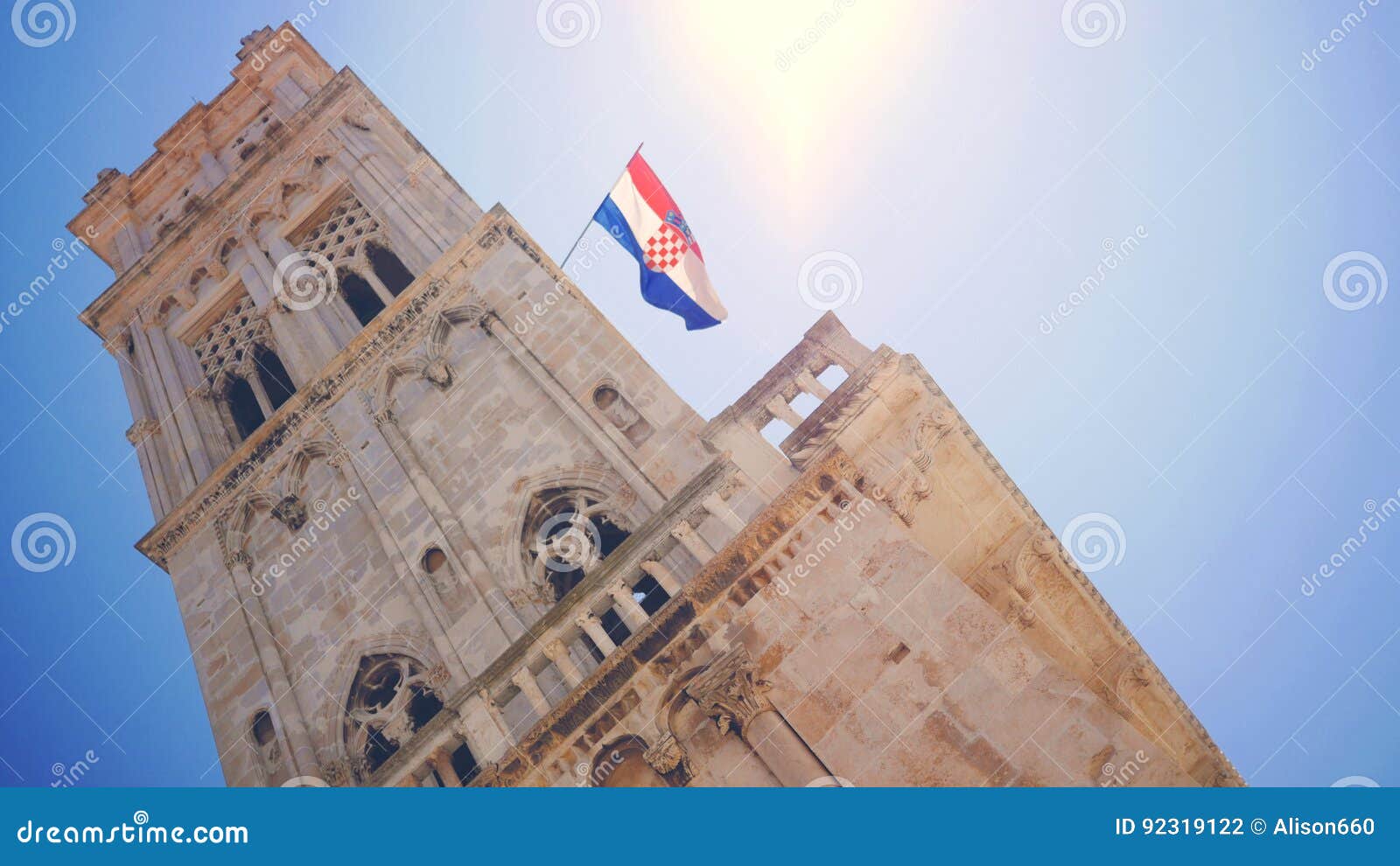 Croatian tower stock photo. Image of balkan, trogir, croatian - 92319122