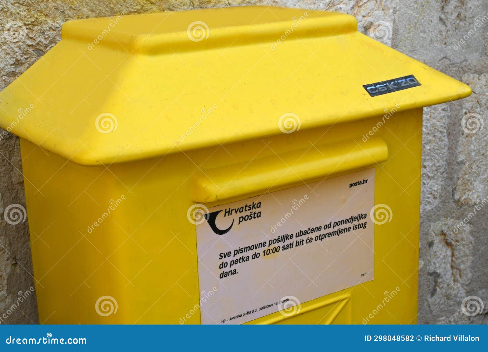 Croatian yellow mailbox editorial photography. Image of europe - 298048582