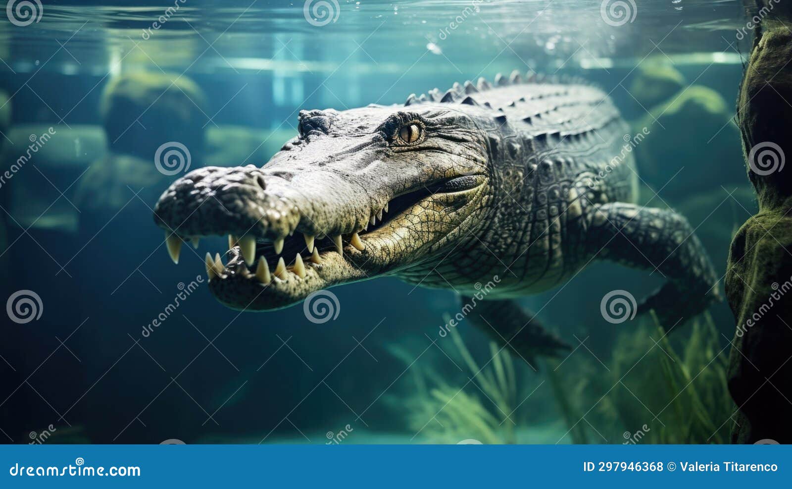 Croc in Its Lush, Untamed Natural Environment Stock Photo - Image of ...