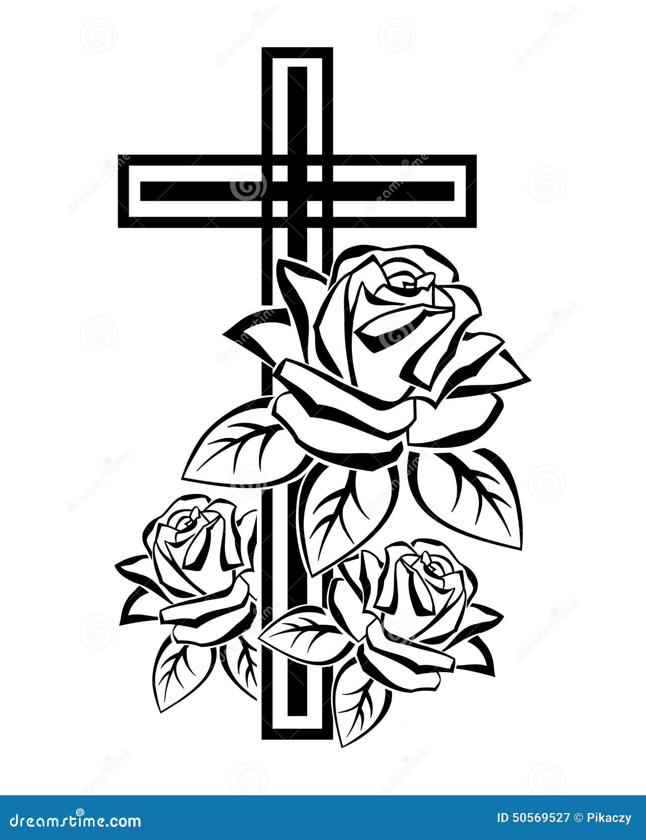 Croce con le rose illustrazione di stock. Illustrazione di traverse ...