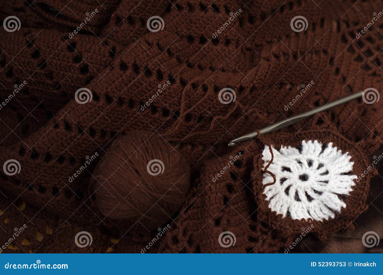 Crochet brown yarn stock image. Image of clothing, hook - 52393753