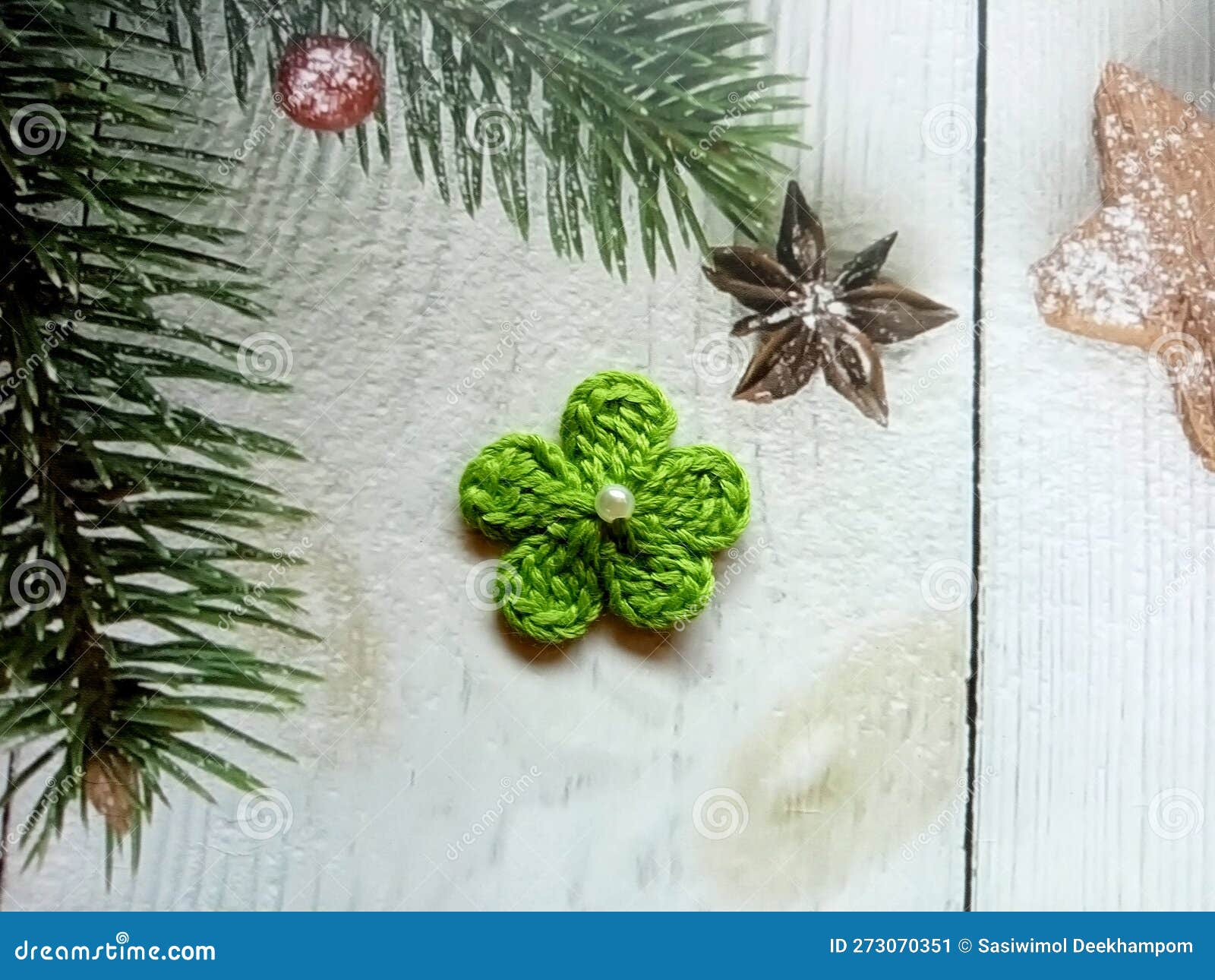 Crochet Flower Pattern Green Colour Background Texture Stock Image ...