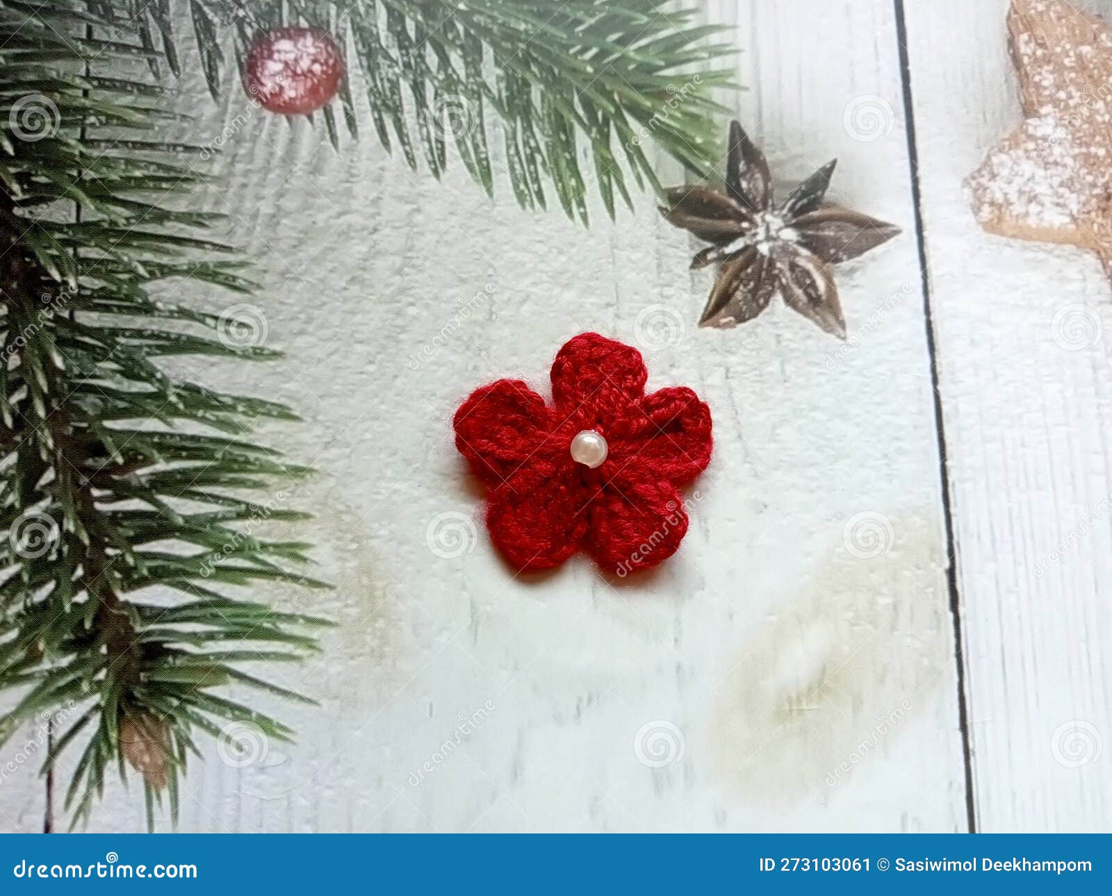 Crochet Flower Pattern Red Colour Background Texture Stock Image ...