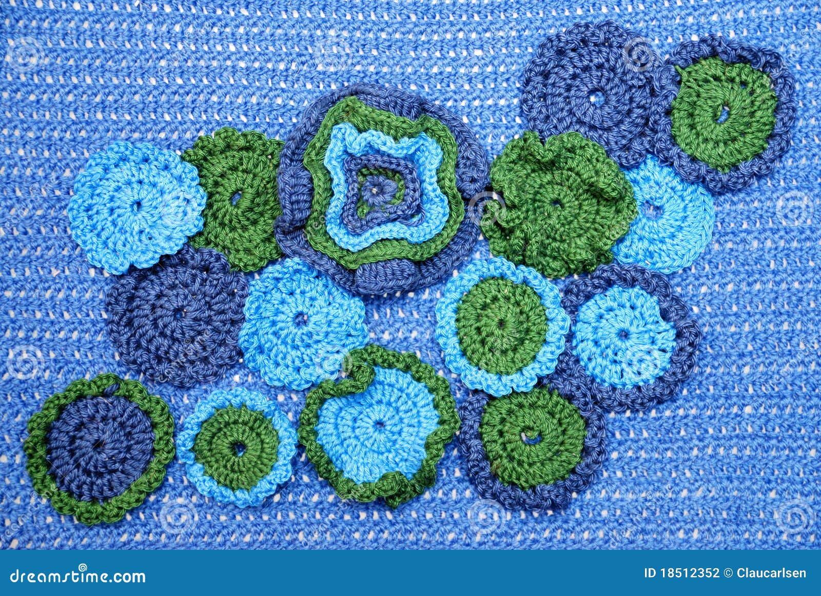 Crochet flowers stock photo. Image of decor, blue, background - 18512352