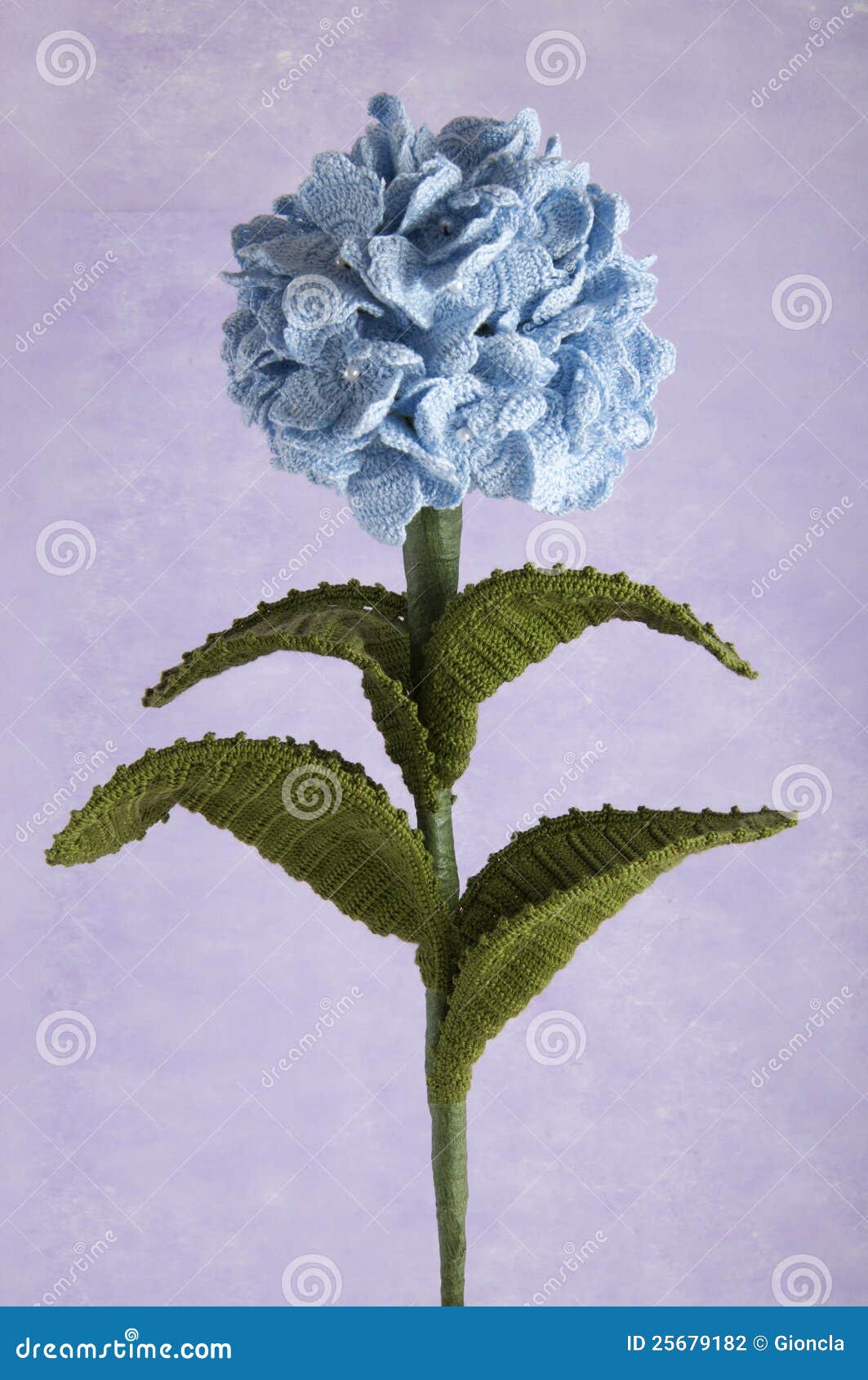 Crochet Flowers Blue Hydrangea Stock Photo - Image of craftsman, wire ...