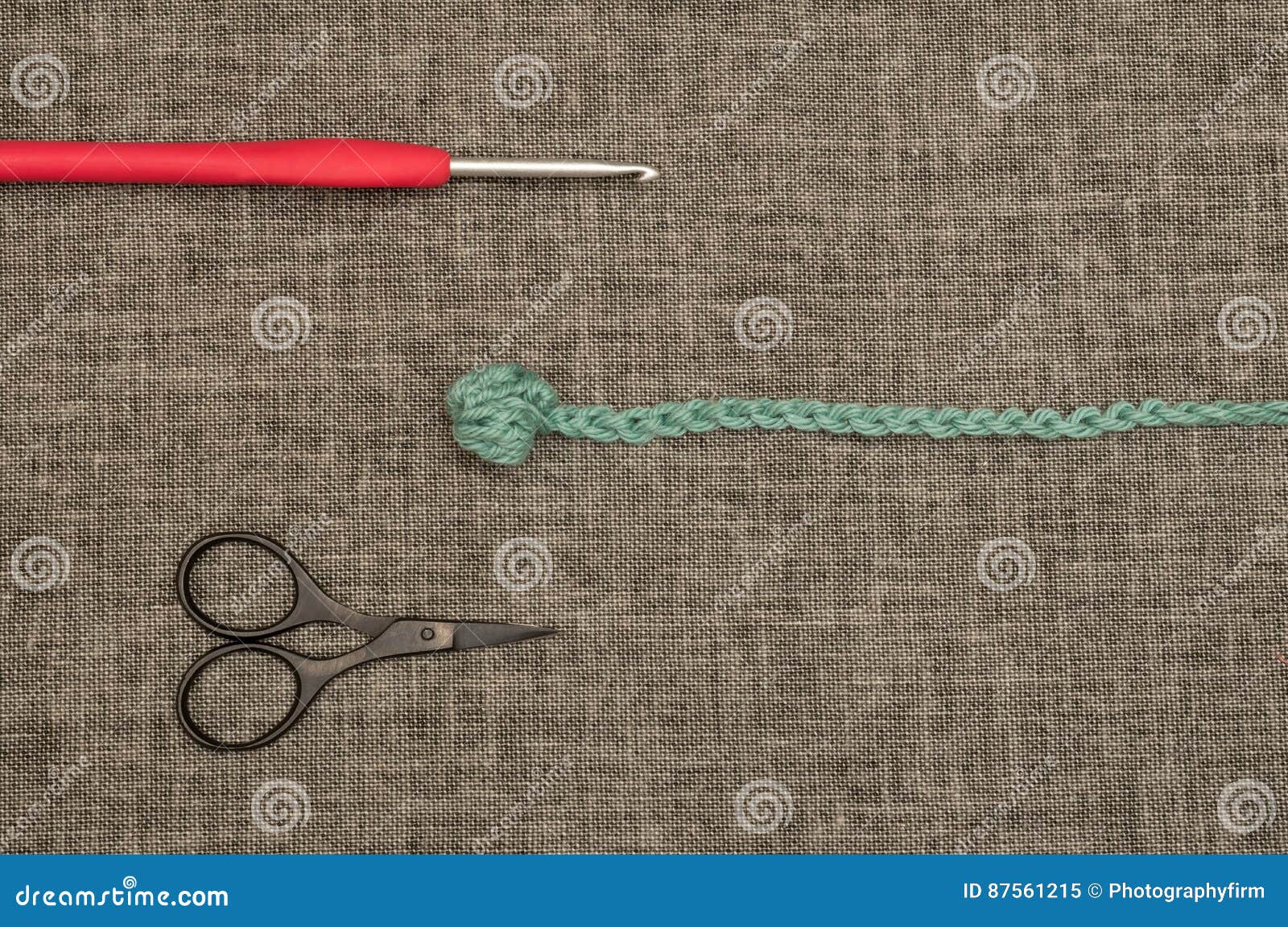 Crochet Hook, Knitted Yarn, and Thread Snips Stock Image - Image of fabric, hobby: 87561215