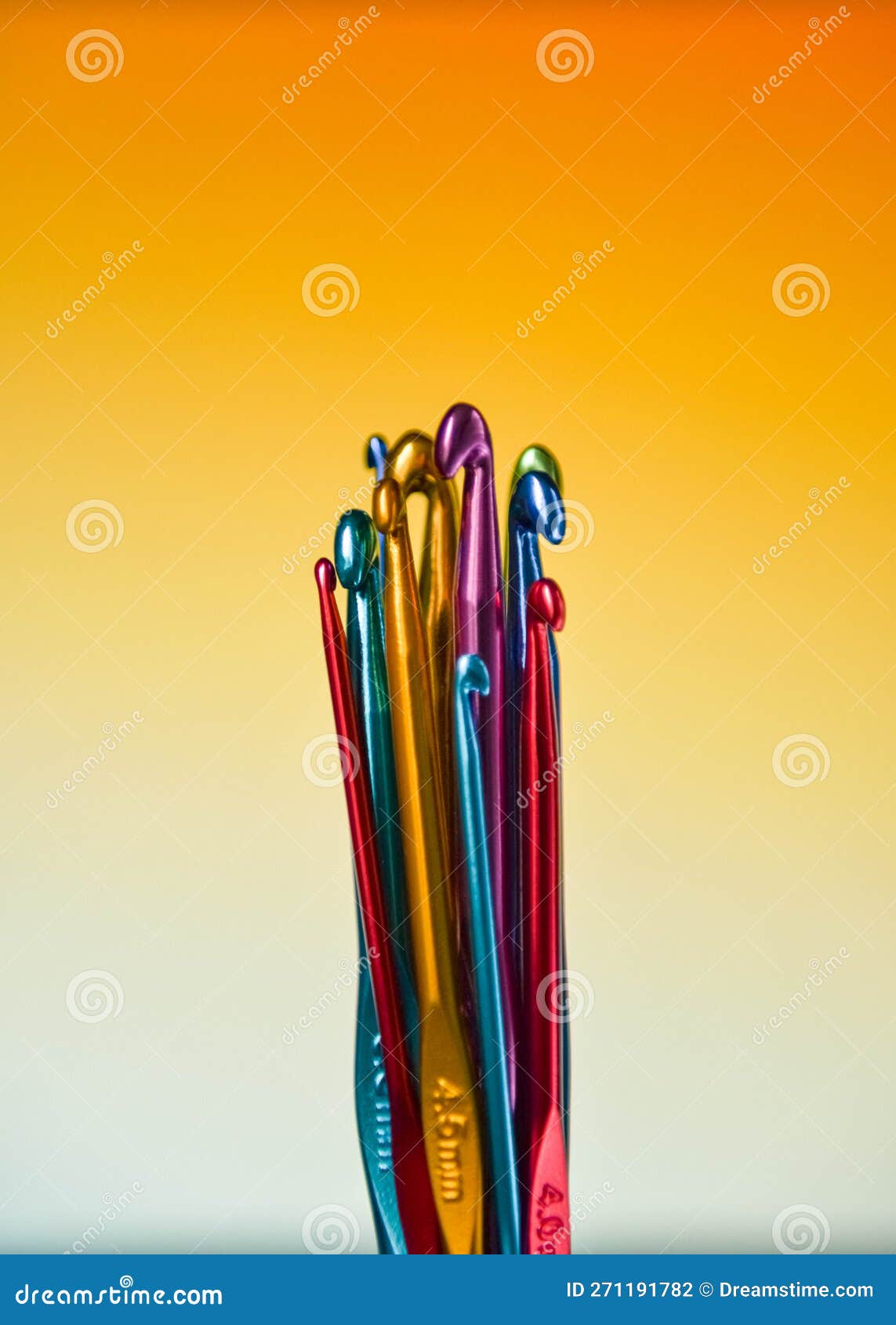 Crochet Hook. Space for Text. Multi-colored Crochet Hooks. Stock Photo ...