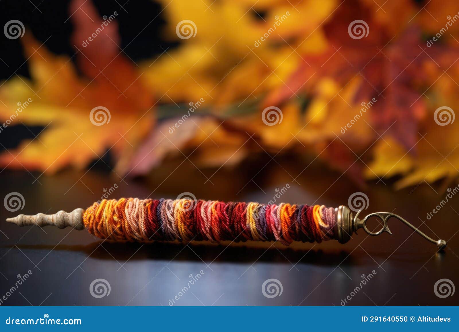 A Crochet Hook with a Strip of Fall-themed Pattern Stock Photo - Image ...